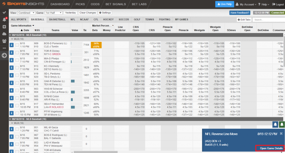 Announcing The Newest Sports Insights Live Odds Page | Sports Insights